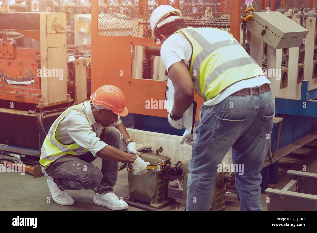 Black African Heavy Industry Worker workman service team working in ...