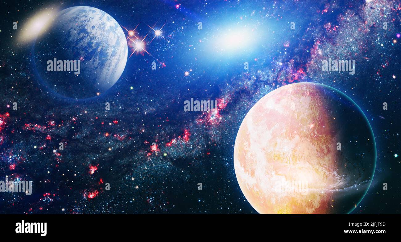 Colorful cosmos with stardust and milky way. Magic color galaxy ...