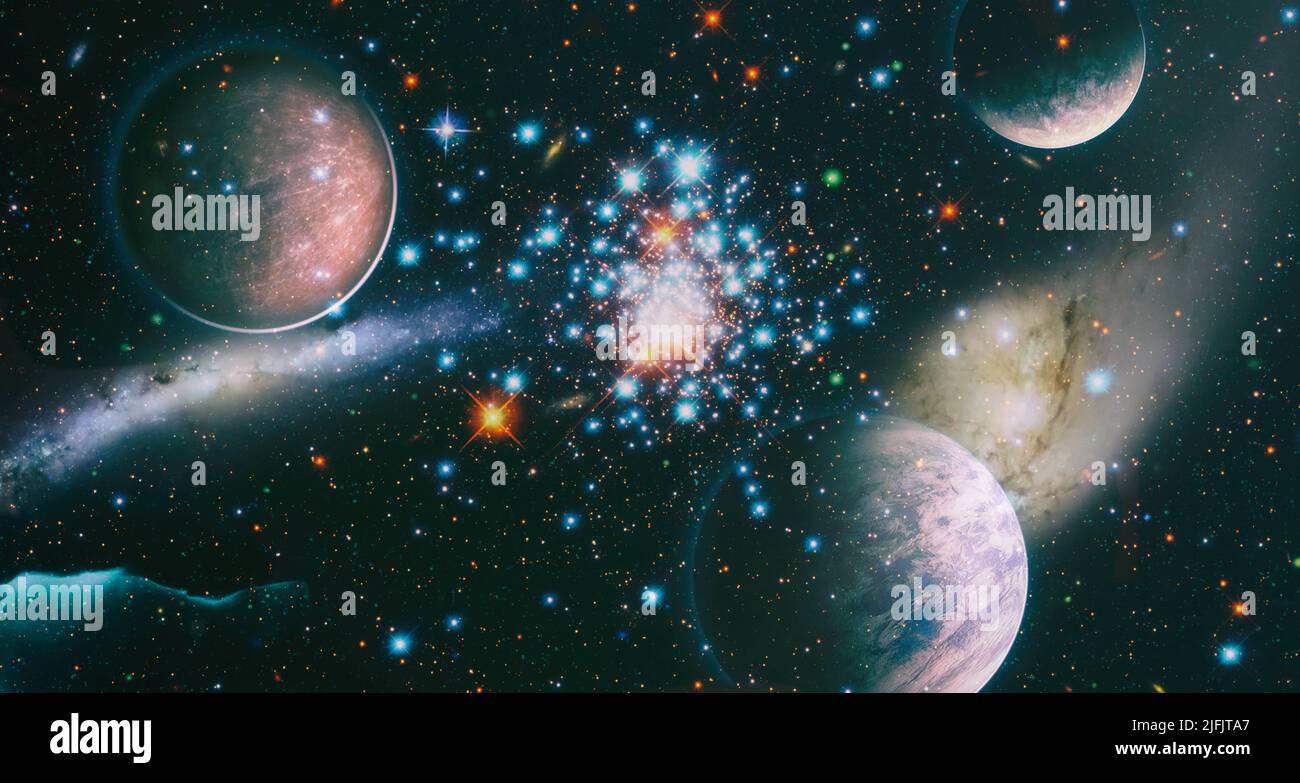 planets, stars and galaxies in outer space showing the beauty of space ...