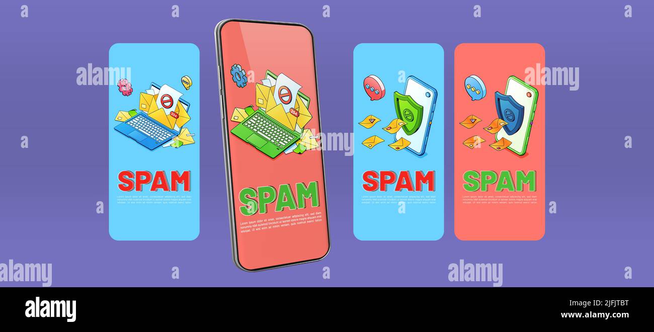 Spam presentation slides for mobile phone. Concept of email security ...