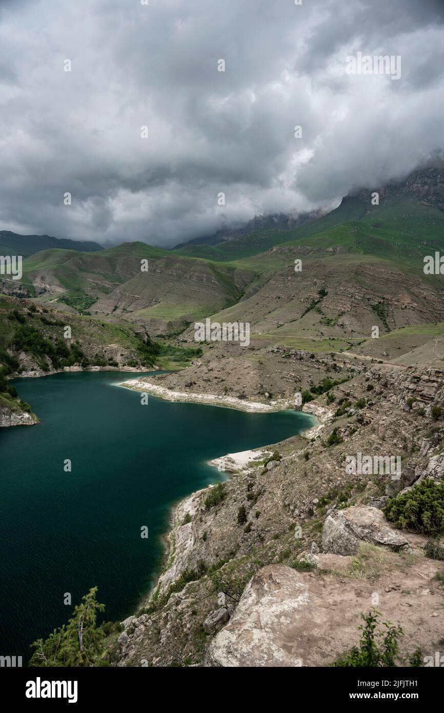 Caucasian mountains and Lake Gizhgit in Russia in spring Stock Photo ...