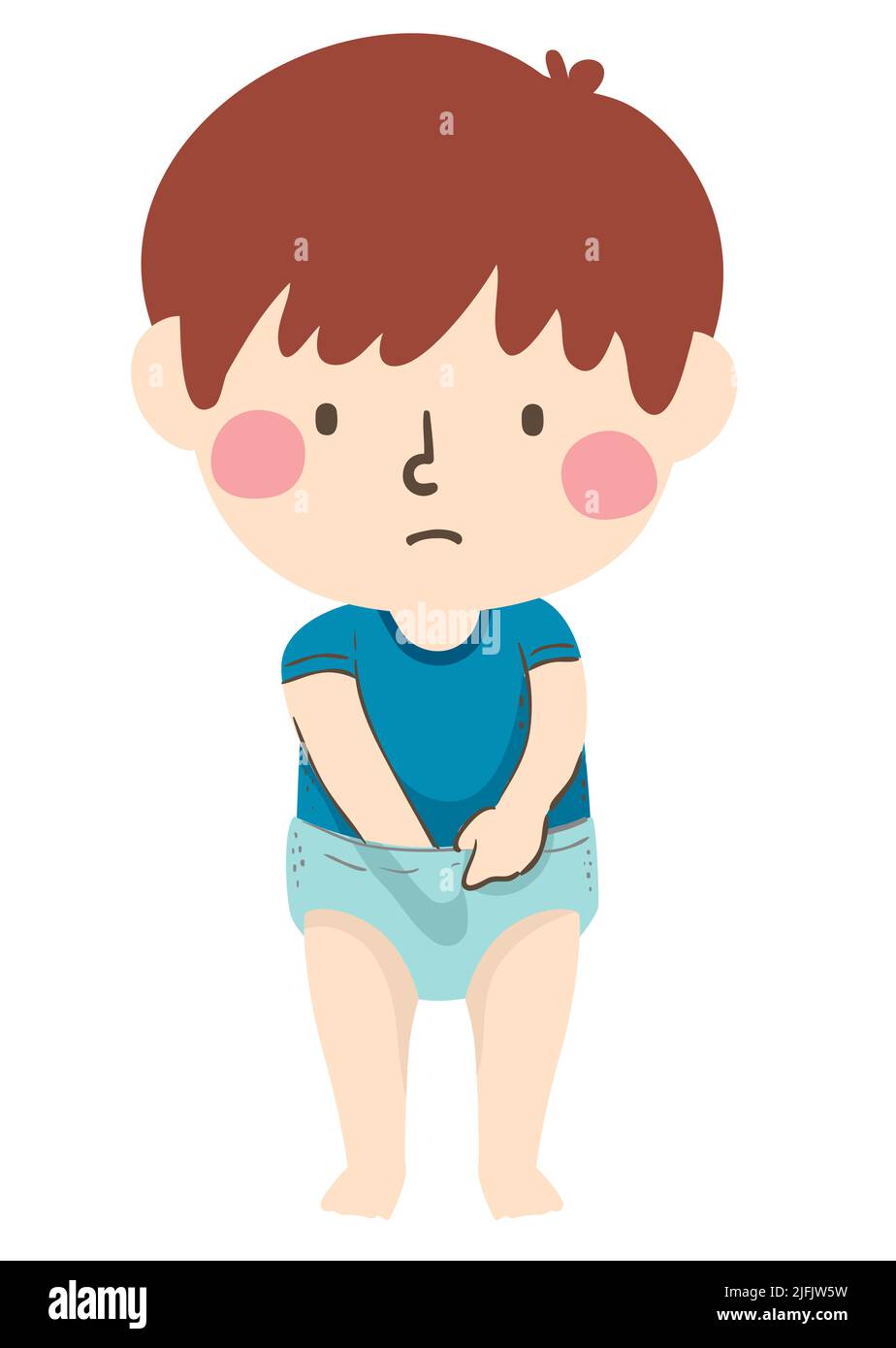 Illustration of Kid Boy Standing with Hand Inside His Briefs Touching ...