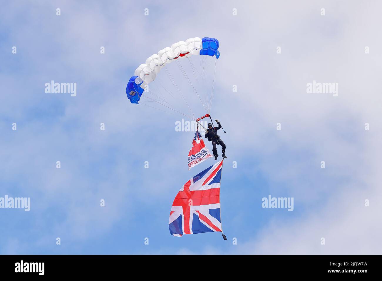 A parachutist from Wings Parachute Display Team drops into Wakefield ...