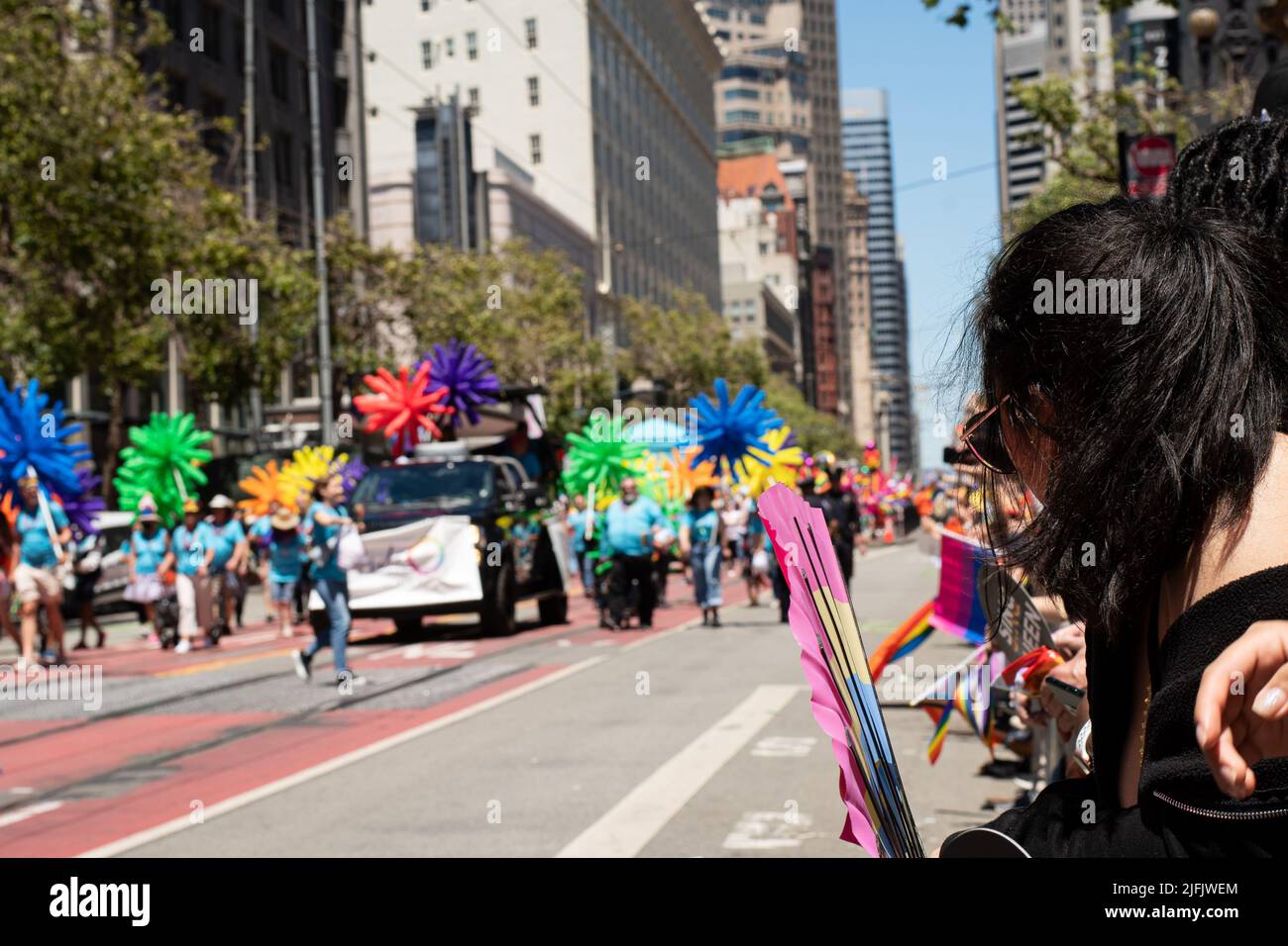 Focus on the supporters and spectators who are watching the pride ...