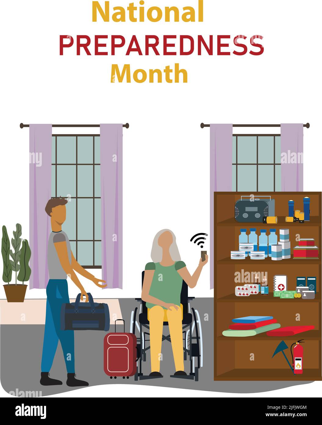 Emergency preparedness resources Vector illustration with tools ...