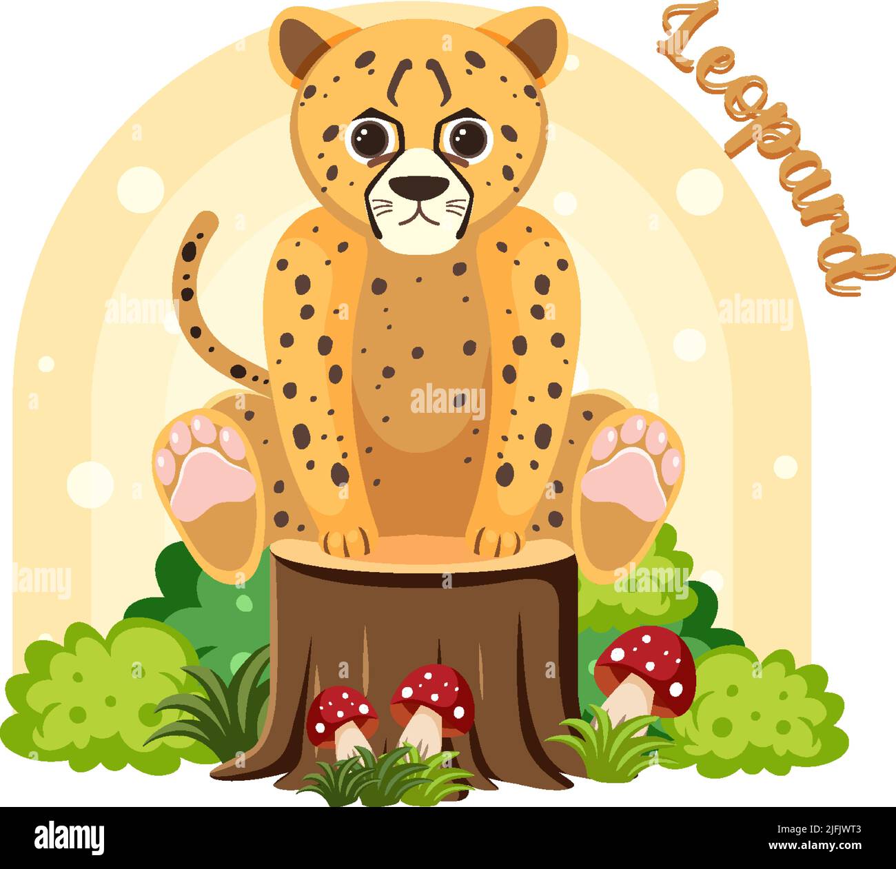 Cute leopard in cartoon flat style illustration Stock Vector Image ...