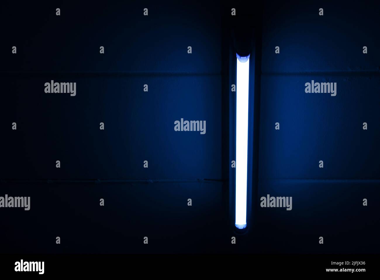 Detail of a fluorescent light tube mounted on a wall Stock Photo - Alamy