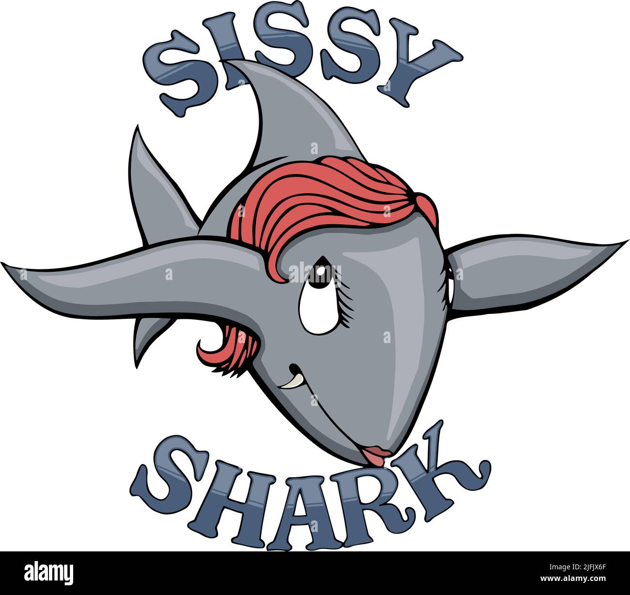 gray sissy cartoon shark with red hair Stock Vector Image & Art - Alamy