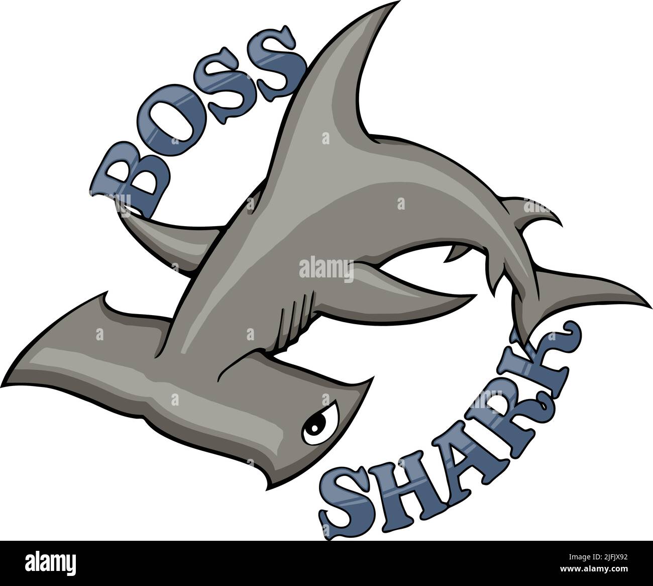 cartoon gray hammerhead boss shark Stock Vector Image & Art - Alamy