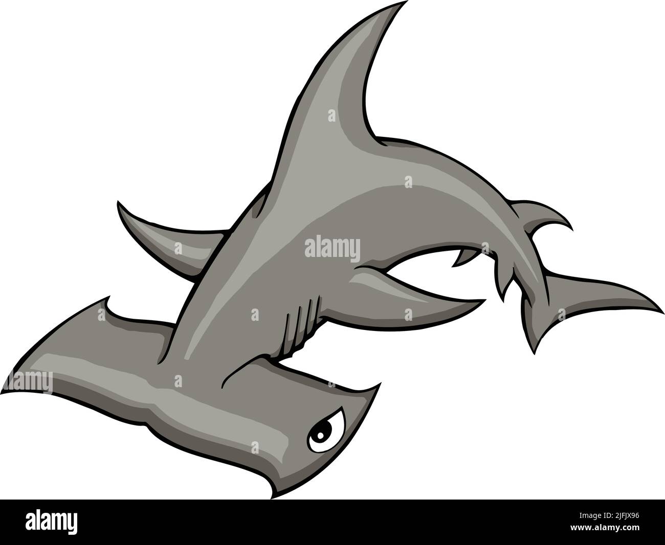 cartoon gray hammerhead shark swimming Stock Vector Image & Art - Alamy
