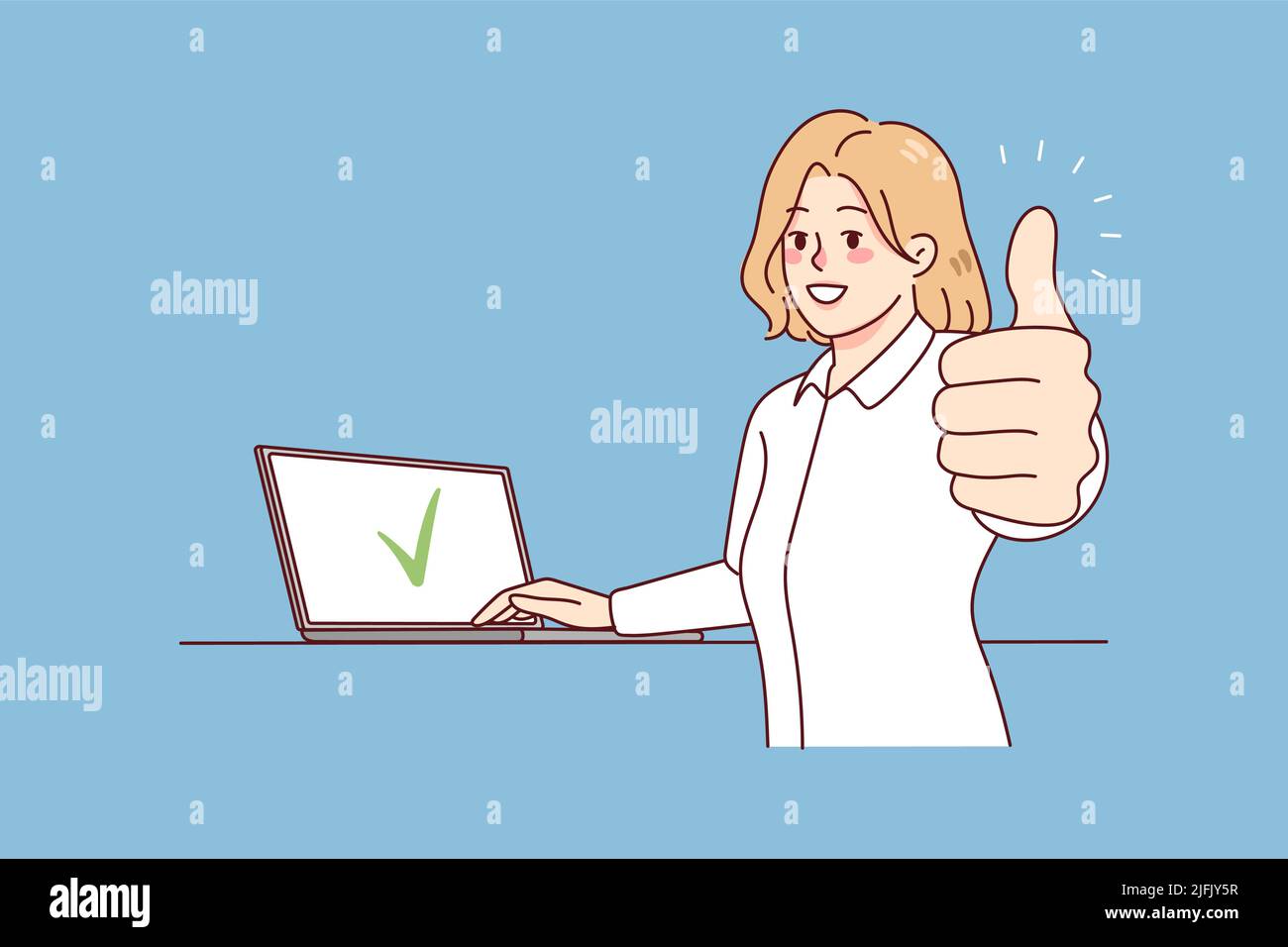 Cartoon illustration happy user using hi-res stock photography and ...