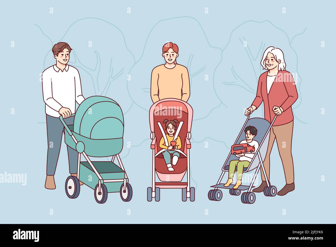 Kids in strollers Stock Vector Images - Alamy