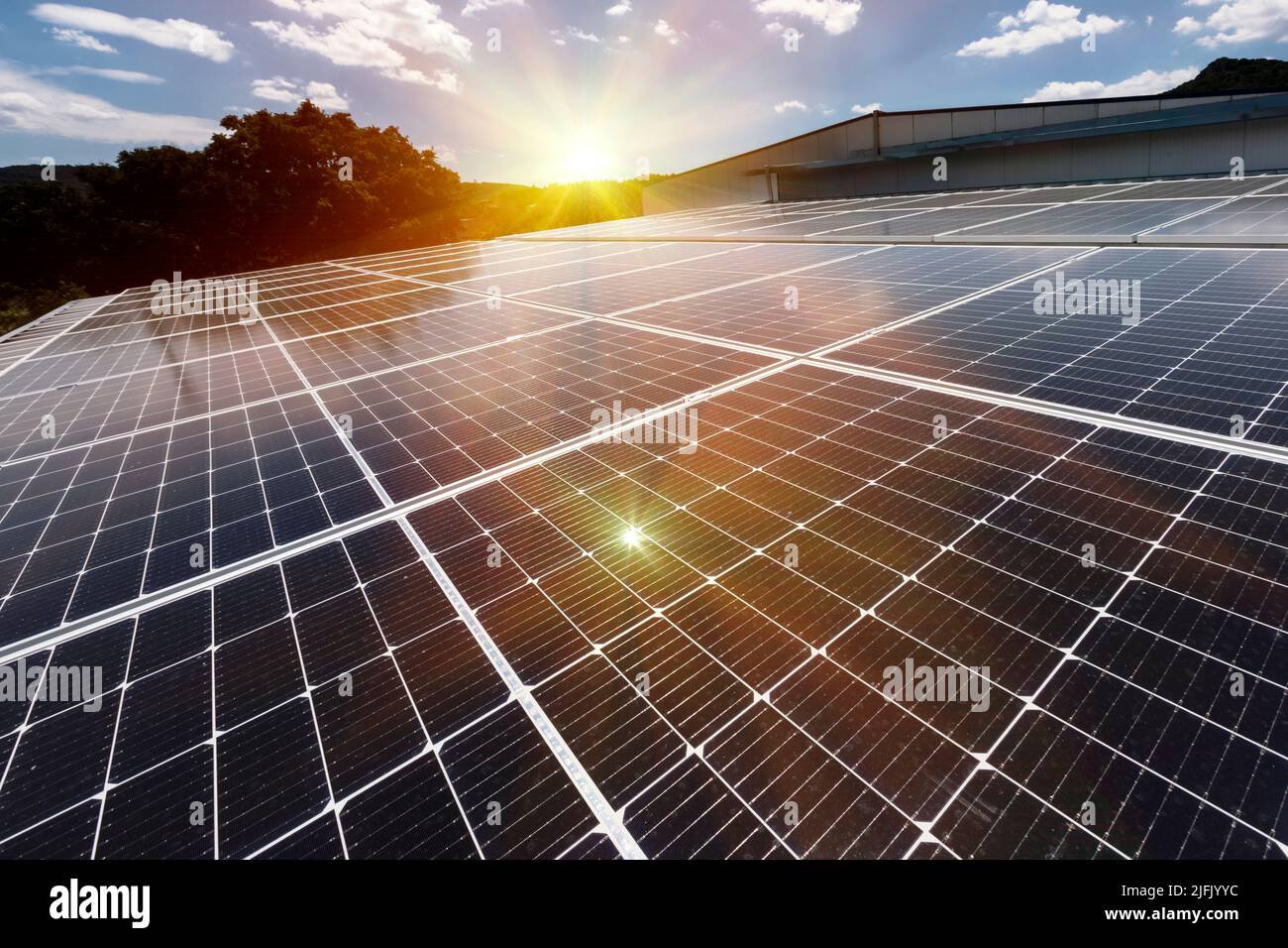 Solar panels on factory roof photovoltaic solar panels absorb sunlight ...