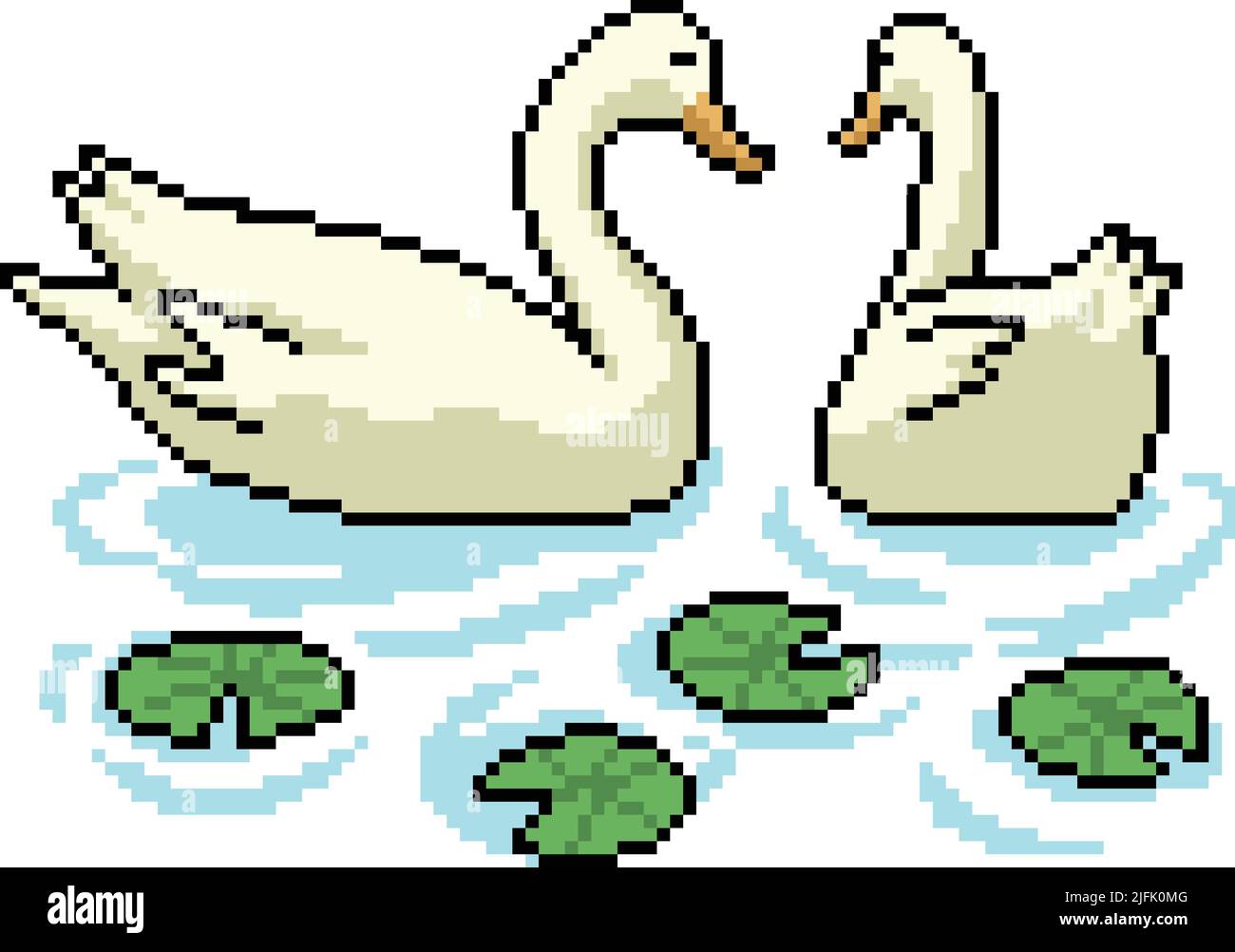 pixel art of couple swan swimming Stock Vector Image & Art - Alamy