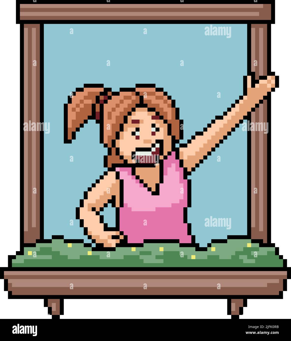 pixel art of window woman greeting Stock Vector Image & Art - Alamy