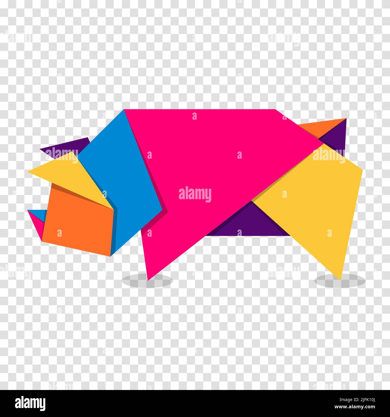 Pig origami. Abstract colorful vibrant pig logo design. Animal origami ...