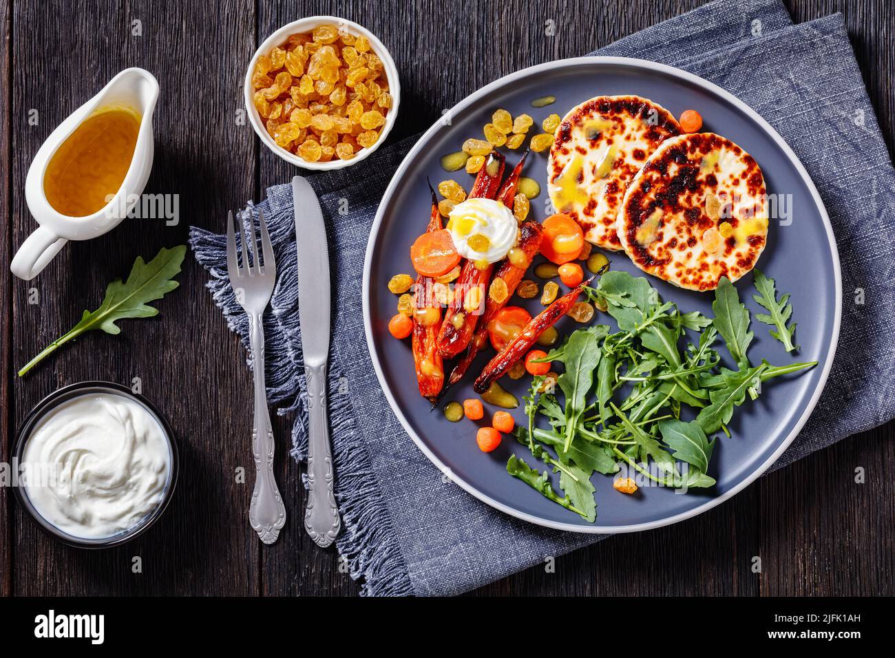 caramelized baby carrot salad with sherry vinaigrette, pickled raisins ...