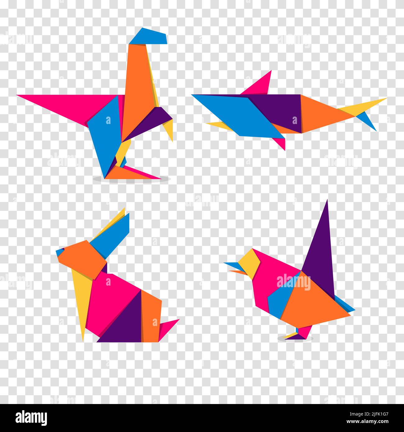 Set animals origami. Abstract colorful vibrant animals logo design ...