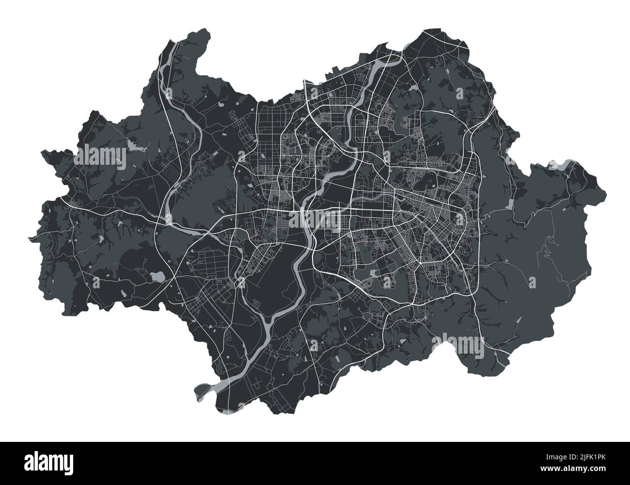 Gwangju vector map. Detailed vector map of Gwangju city administrative ...