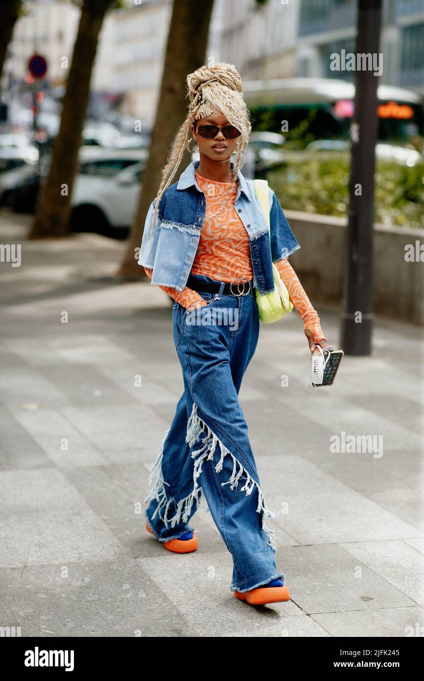 Orange jean jacket hi-res stock photography and images - Alamy