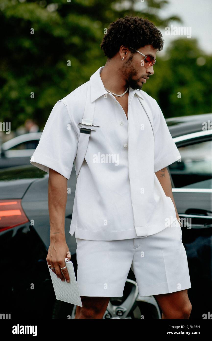 Street style, Jordan Hames arriving at Givenchy Spring-Summer Menswear ...