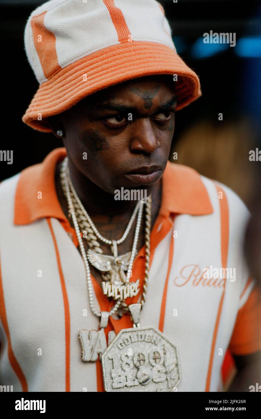 Street style, Kodak Black arriving at Rhude Spring-Summer Menswear 2023 ...