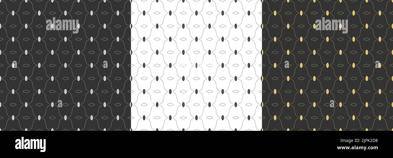 set of seamless patterns on a white and black background for textiles ...