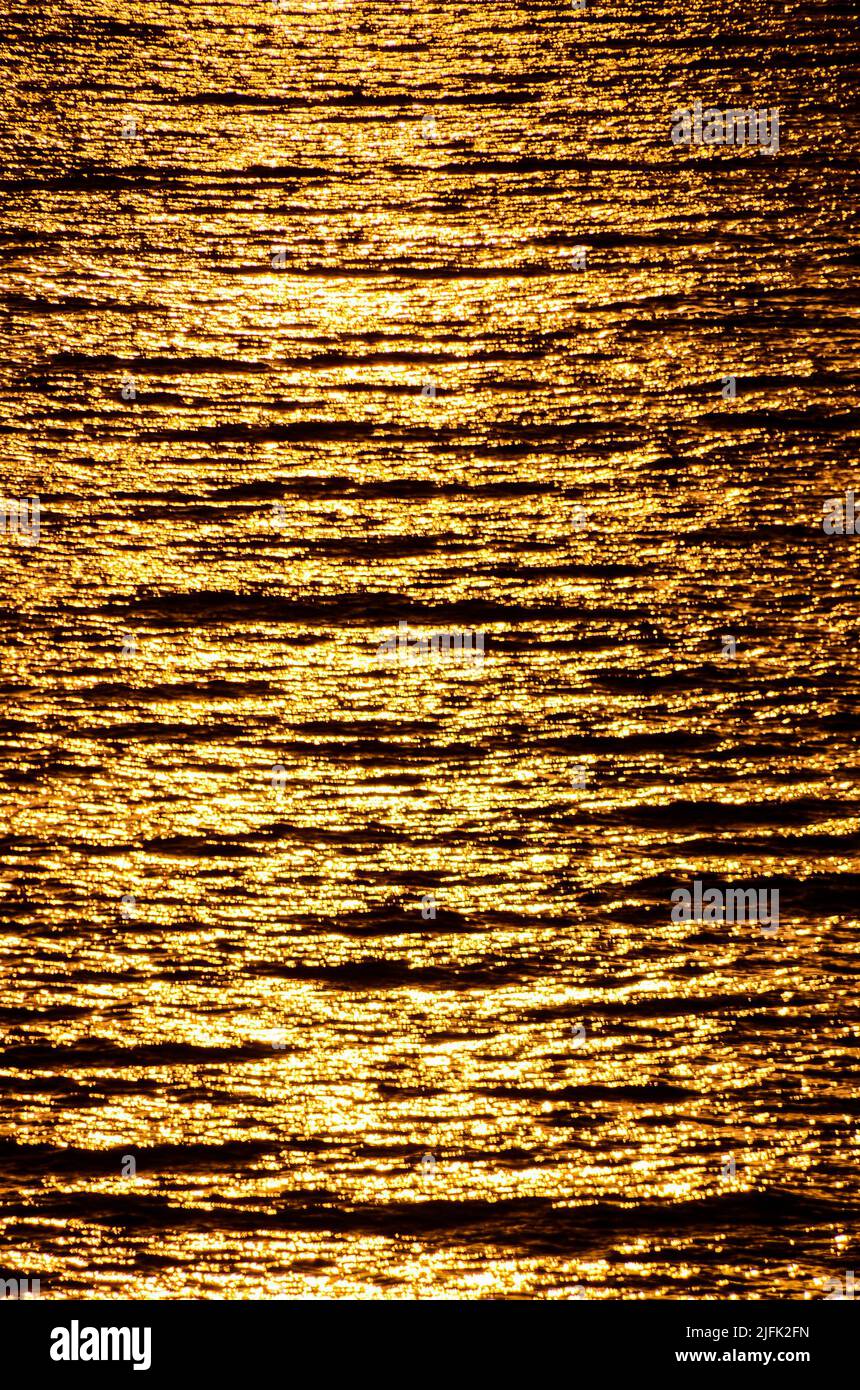 Orange Still Sea Water With Ripple. Natural Background Photo Texture ...