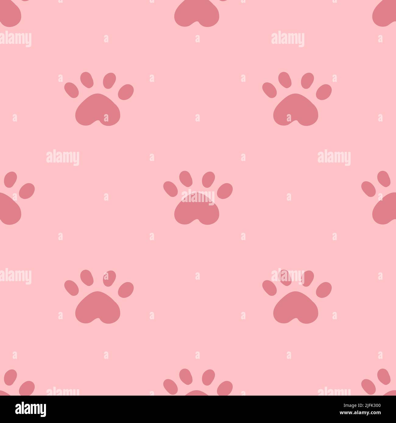 Pink cat seamless pattern. Meow and cat paws background vector ...