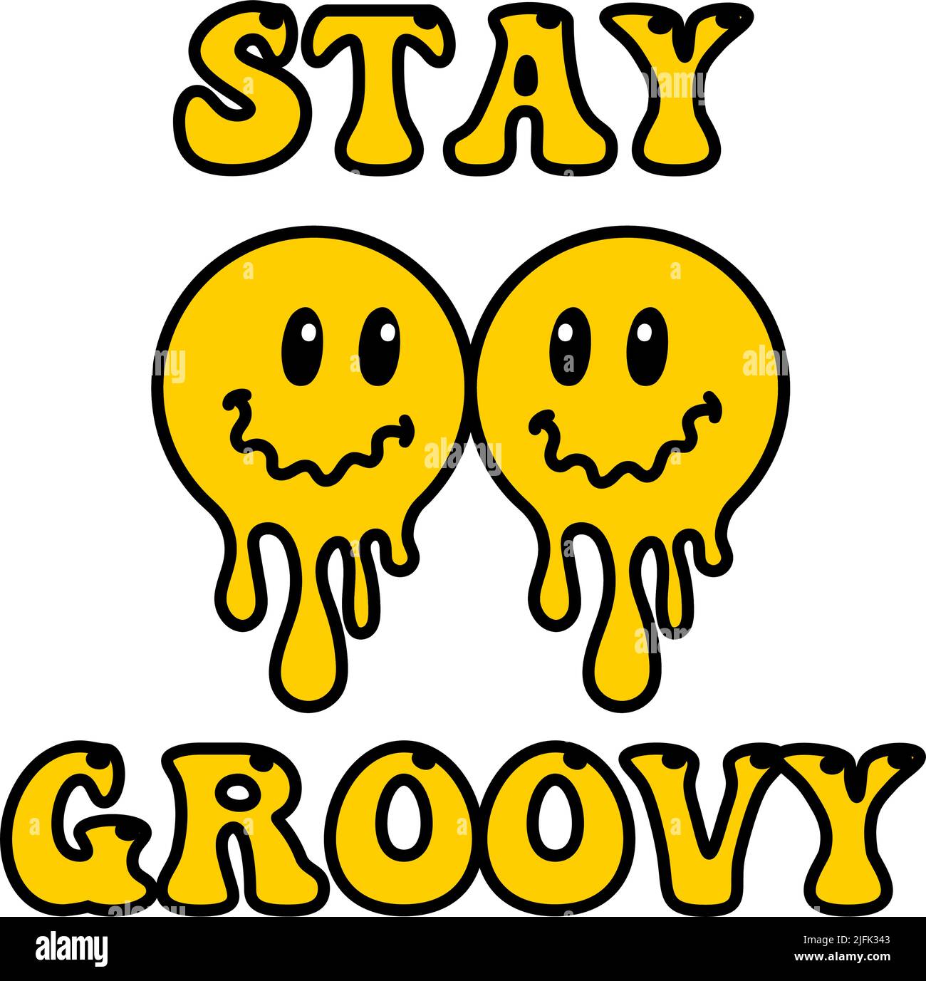 Melting smile lettering vintage illustration. Retro psychedelic melt ...