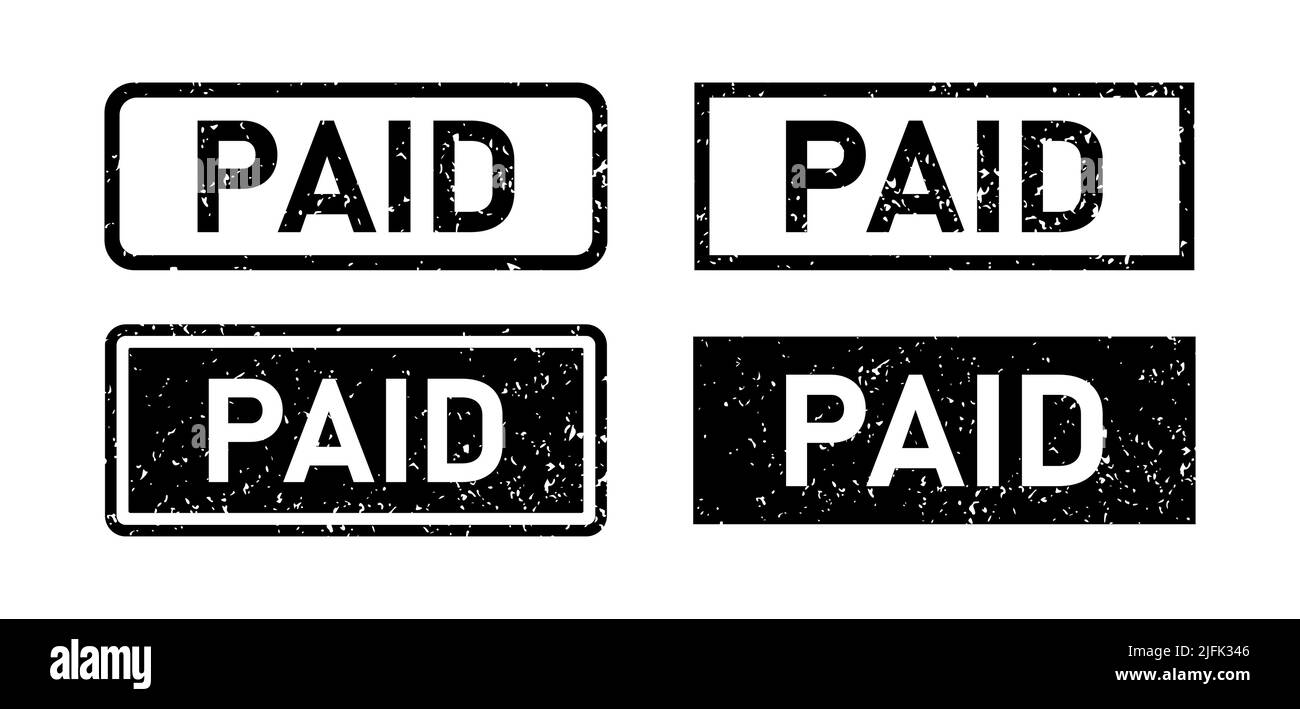 Grunge black Paid word rubber stamps set. Paid sign sticker set. Grunge ...