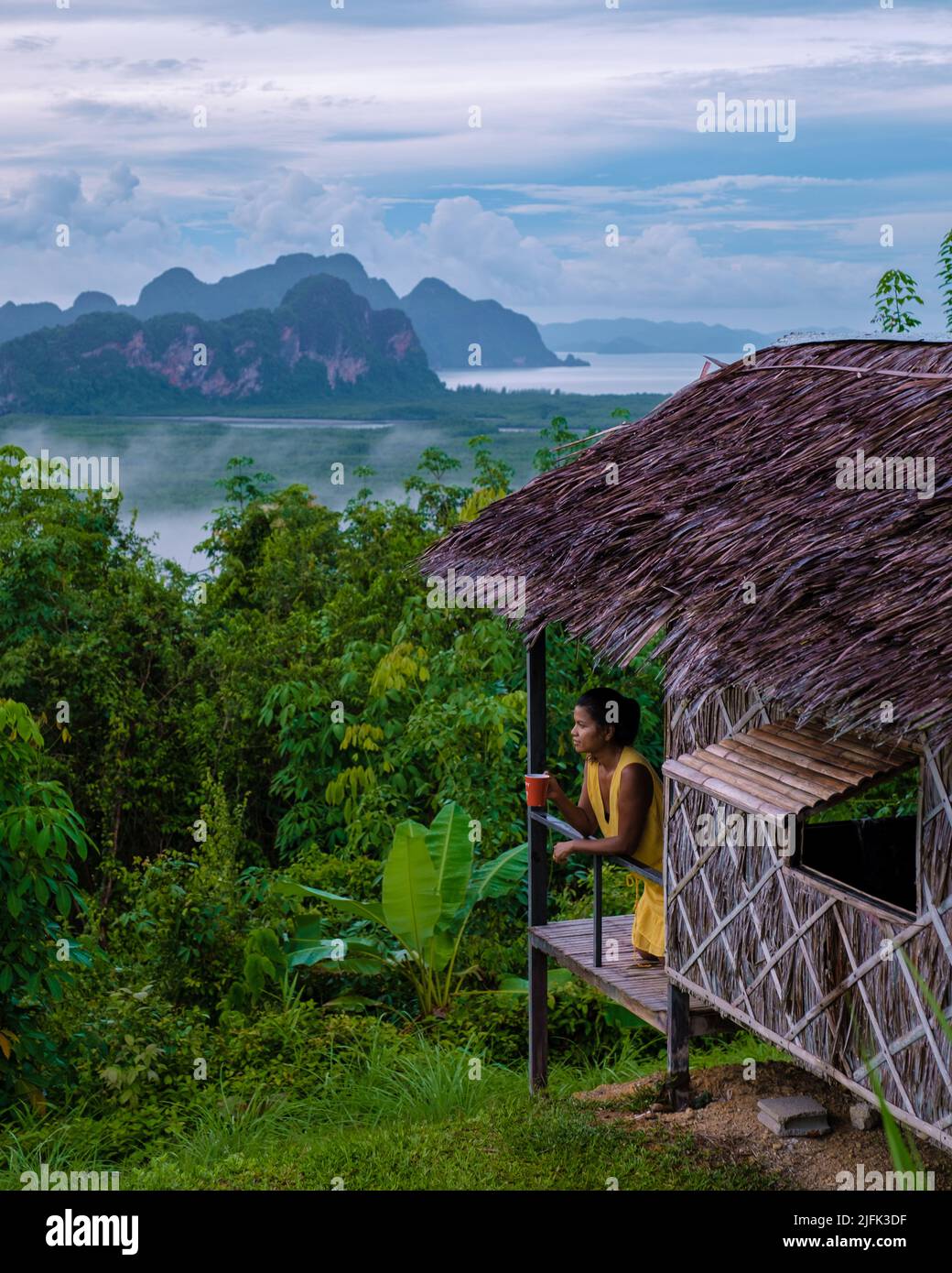 Sametnangshe, view of mountains in Phangnga bay with mangrove forest in ...