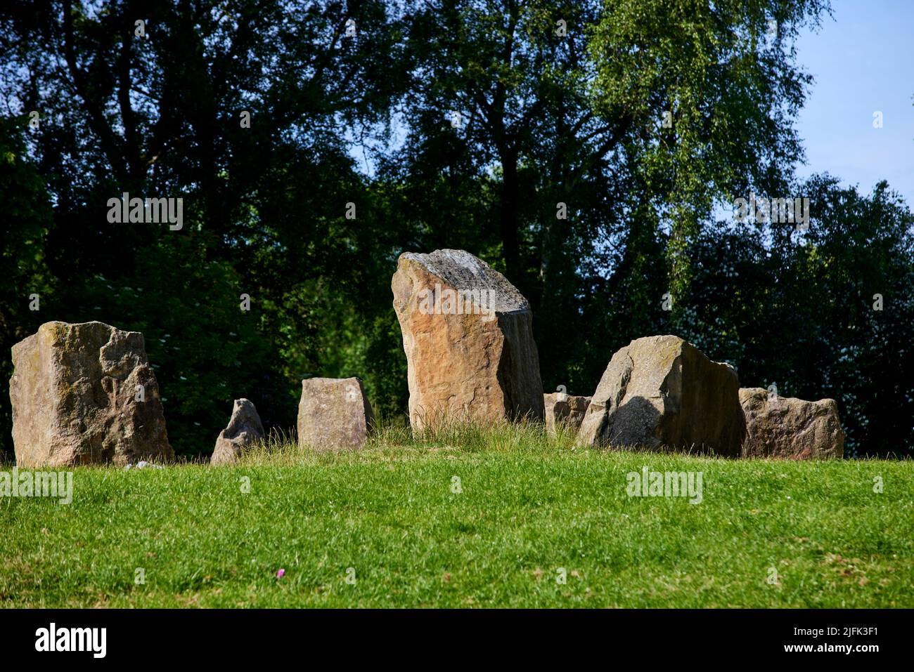 Manchester, Cringle Park stone formation circle Stock Photo - Alamy