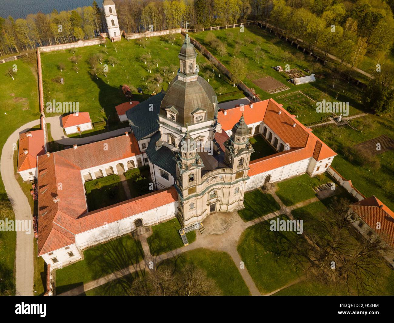 A bird's eye view of the Pazaislis monastery in Kaunas, Lithuania Stock ...