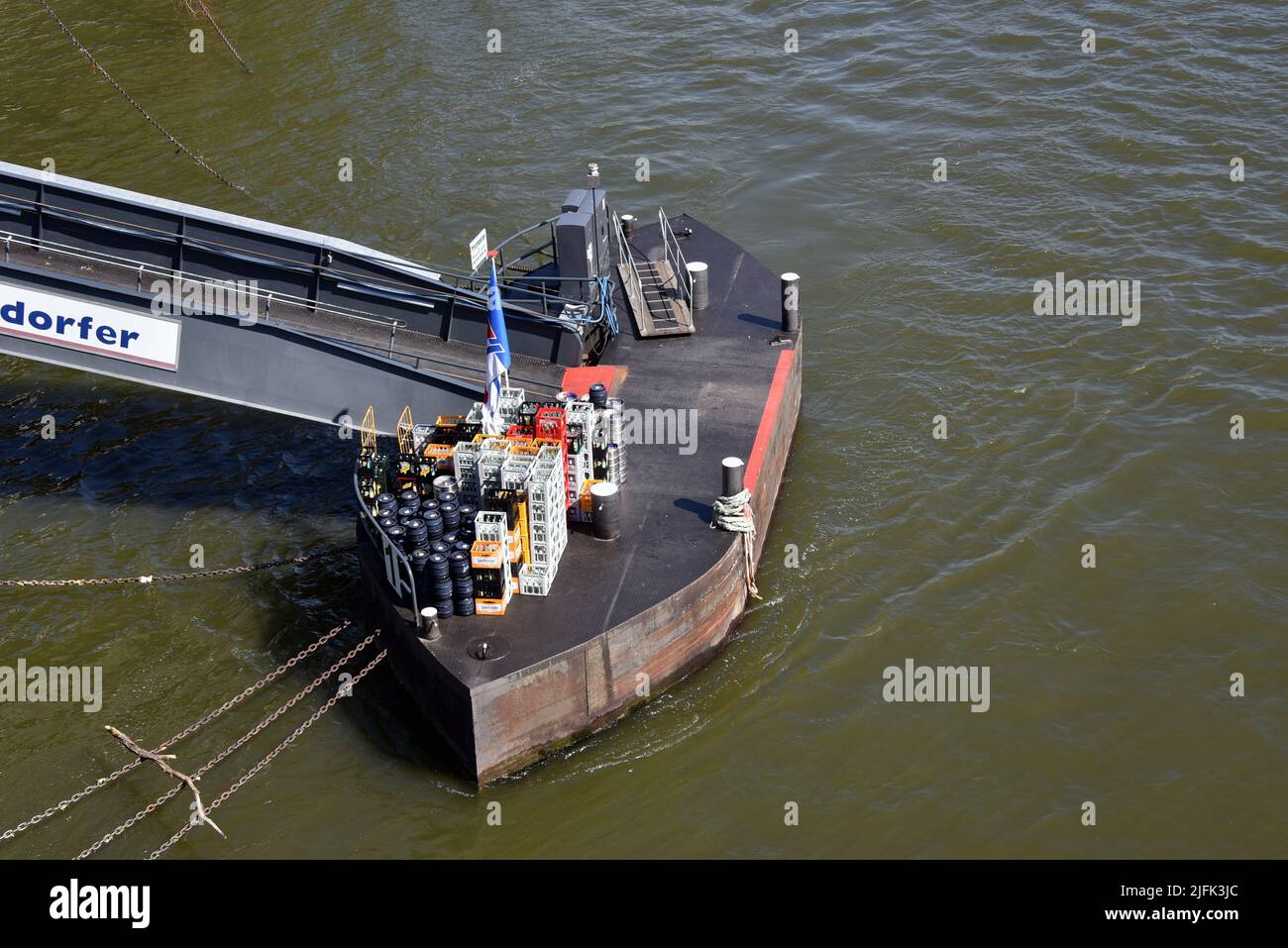 Cologne, Germany. 03rd July, 2022. Ship jetty, floating jetty, pier for ...