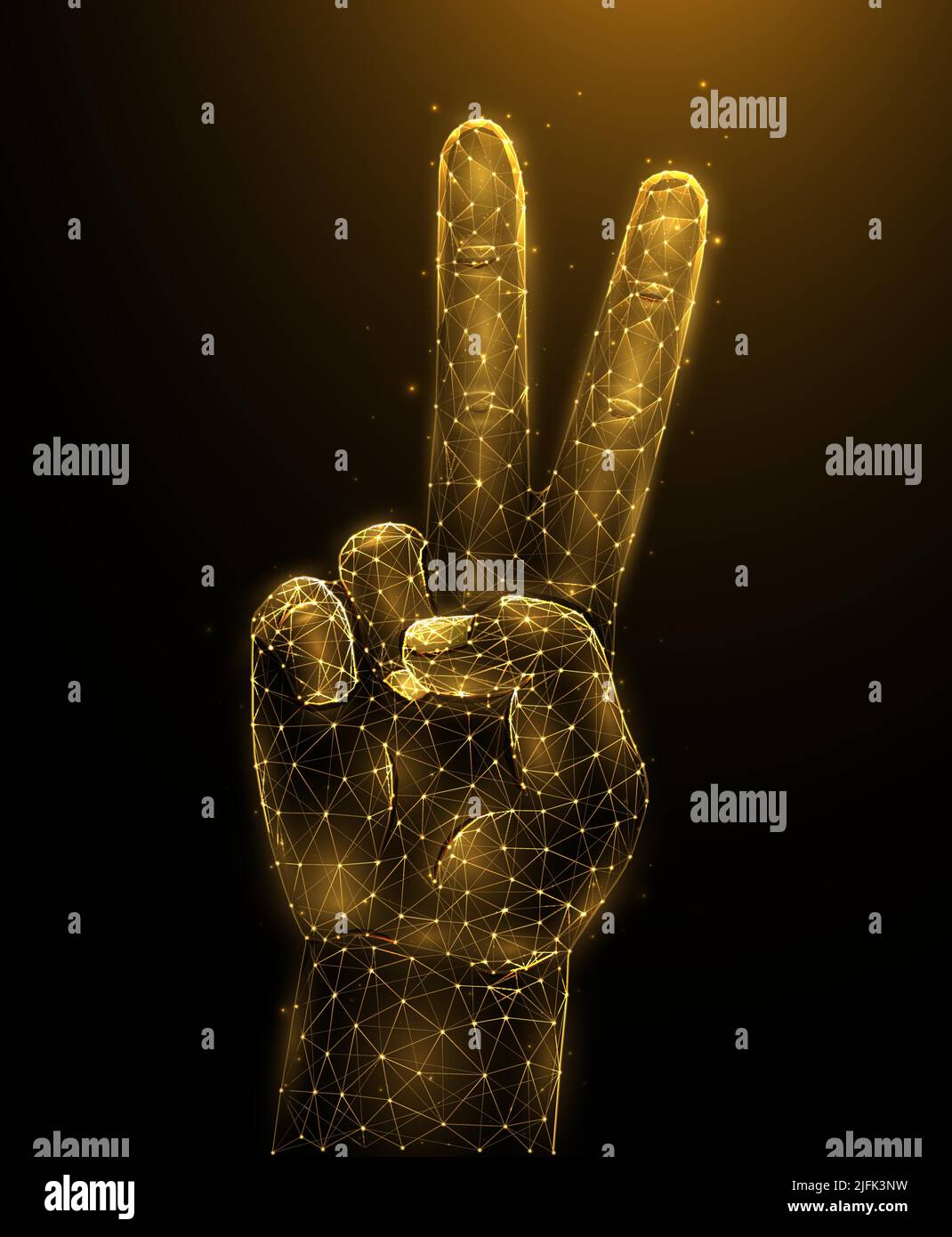 Abstract vector illustration of a hand showing a gesture of peace or ...