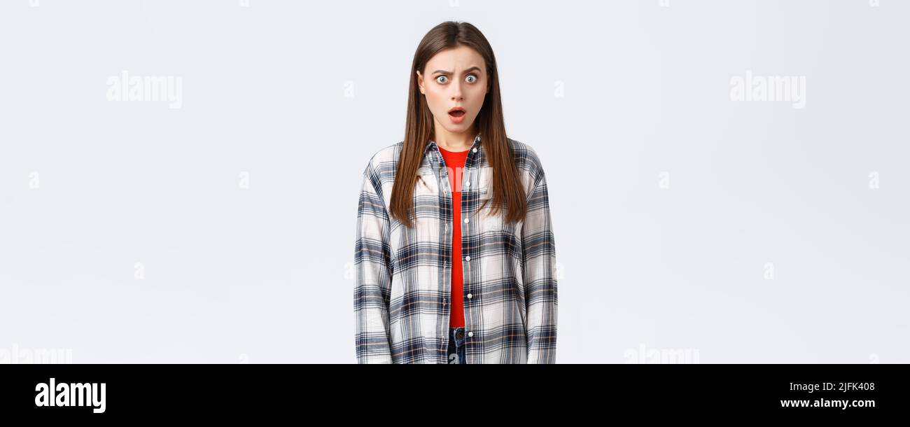 Lifestyle, different emotions, leisure activities concept. Shocked and ...