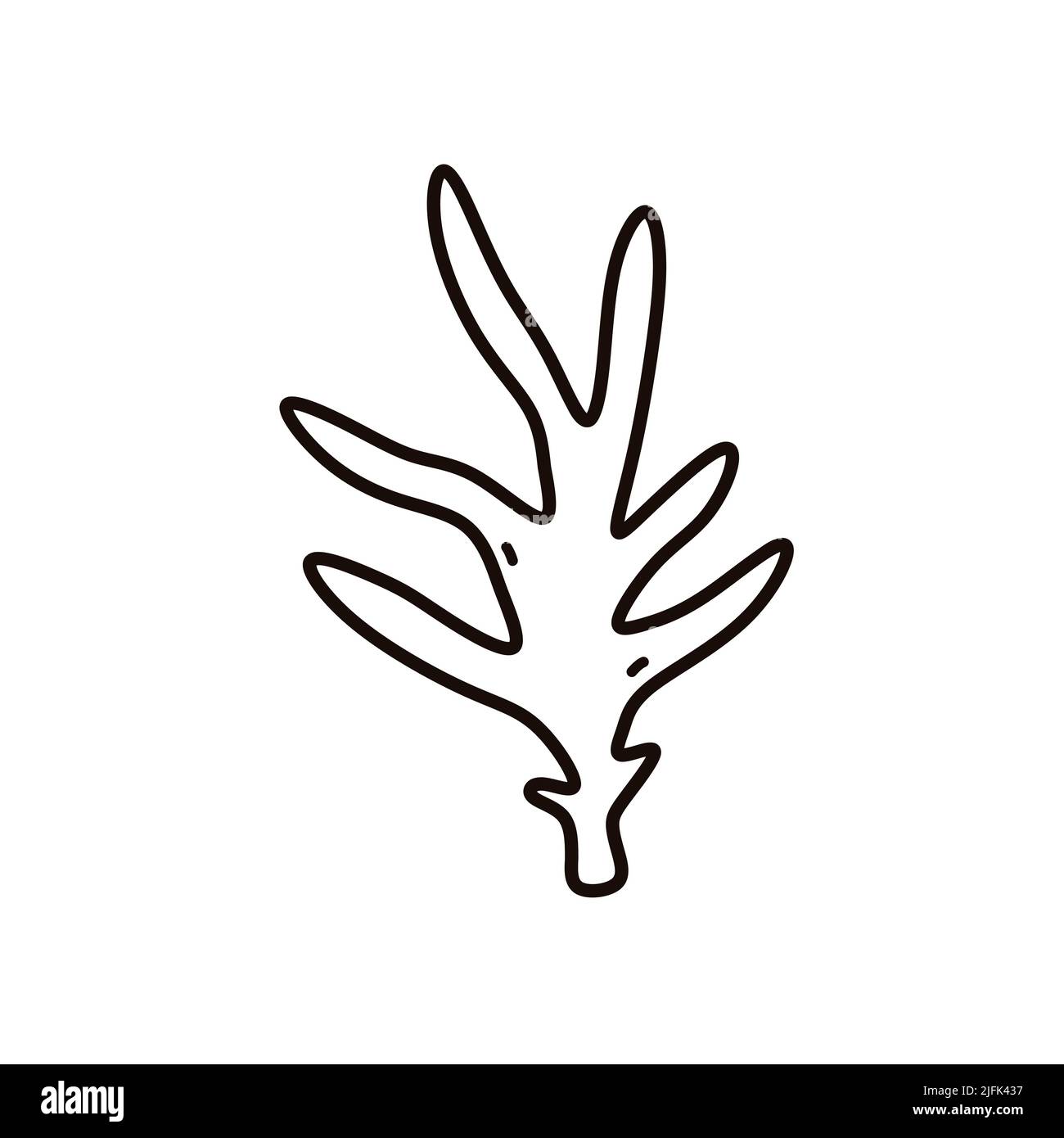 Cute sea coral isolated on white background. Vector hand-drawn ...