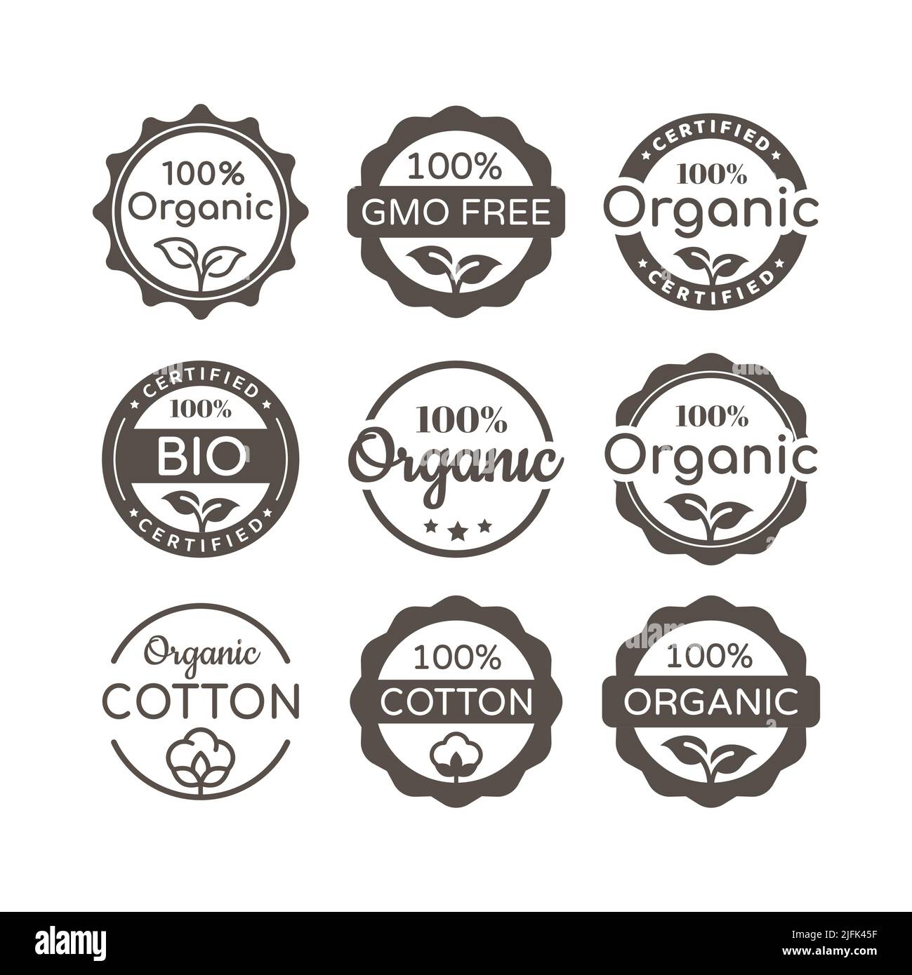 Bio organic cotton vector label set. Seal stamp badge labels Stock ...