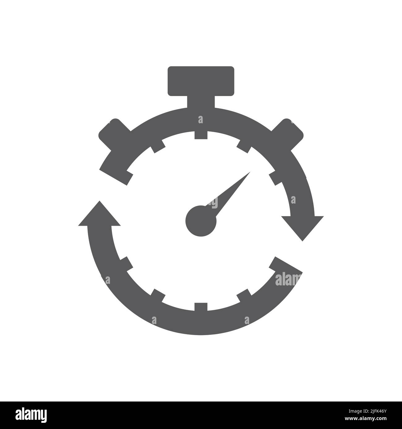 Stopwatch timer black vector icon. Clock chronometer filled symbol ...