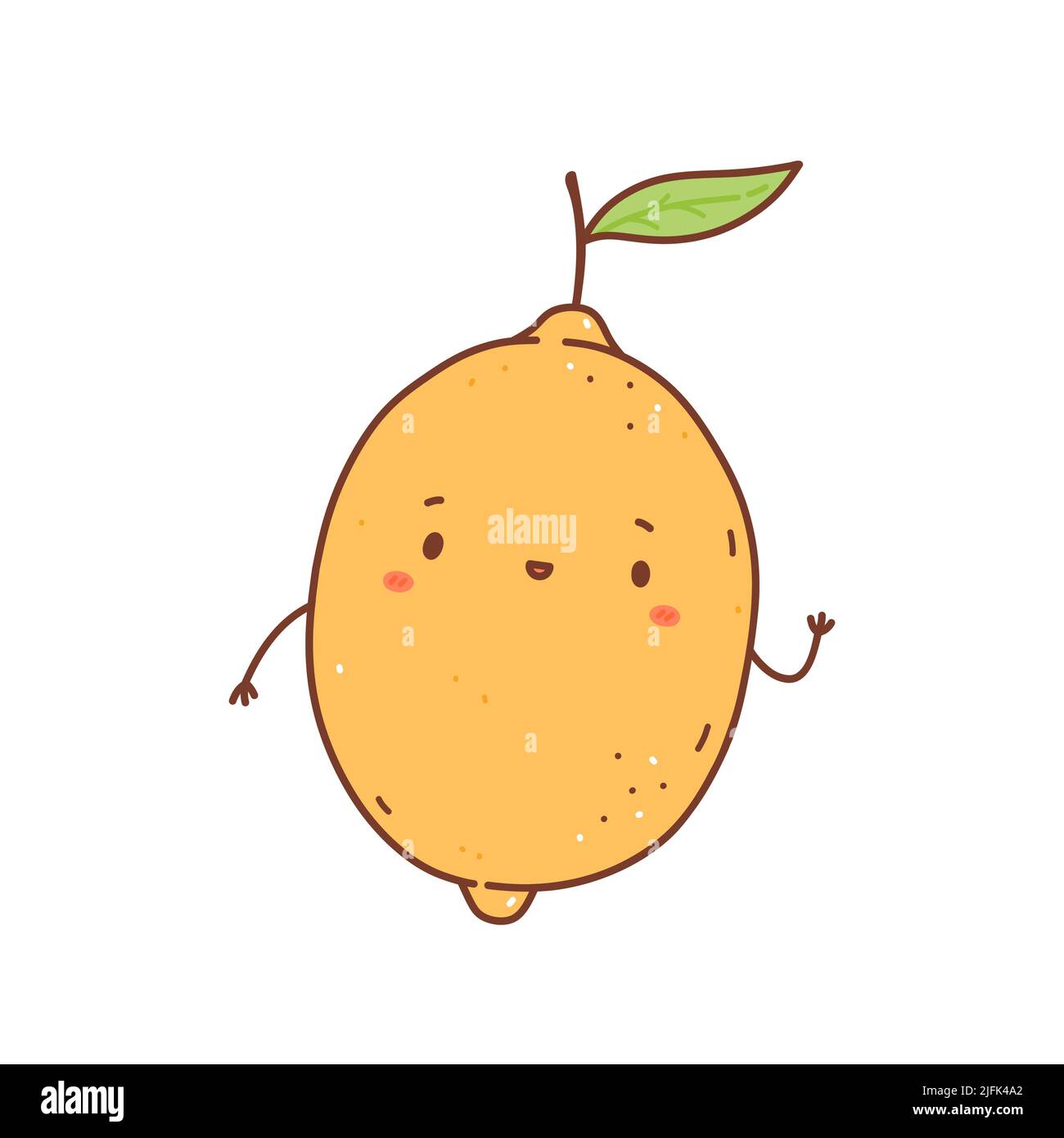 Cute smiling lemon isolated on white background. Vector hand-drawn ...