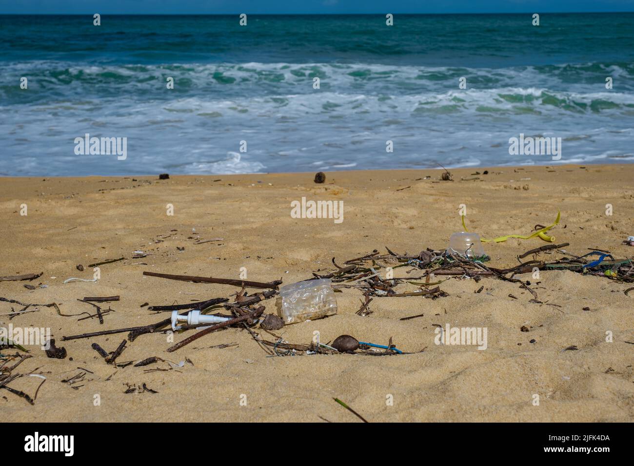 plastic waste on the beach of Phuket Thailand , monsoon season al waste ...
