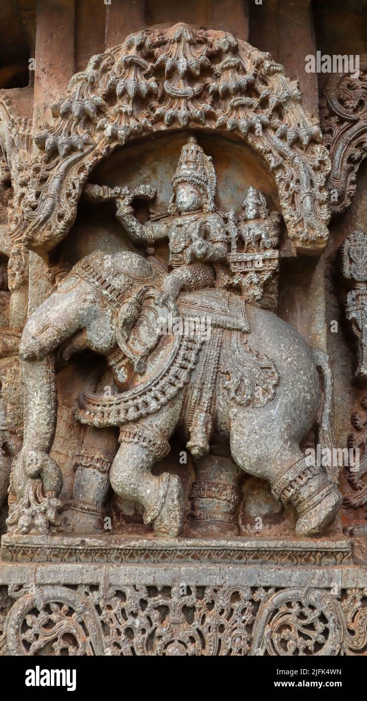 Sculpture of Indra and Indrani riding the Airavat Elephant on the Sri ...