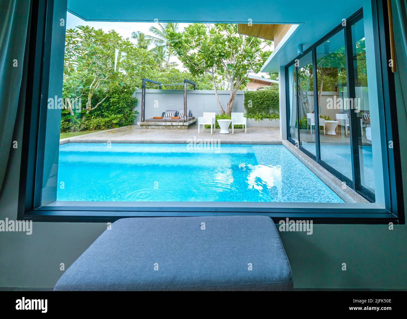 Modern house with a swimming pool, modern pool villa at the beach ...