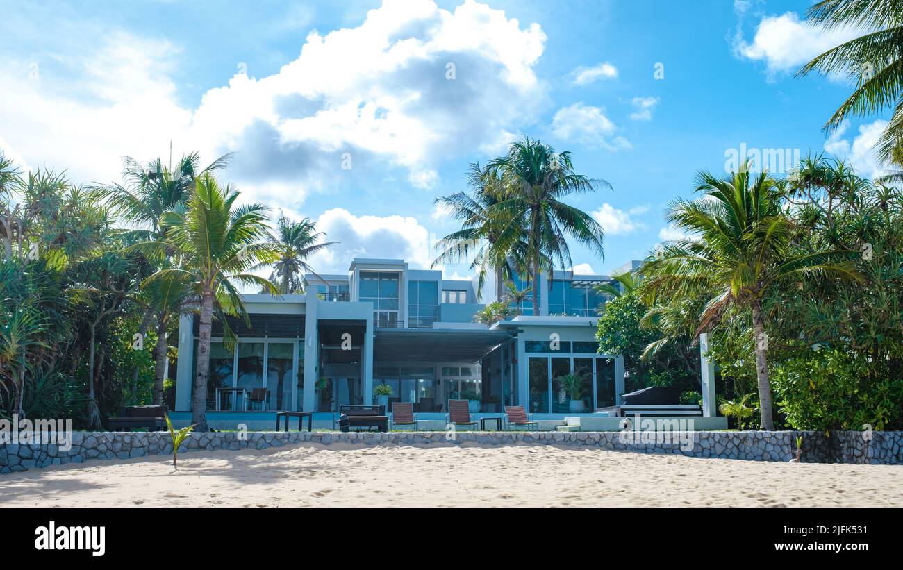 Modern house with a swimming pool, modern pool villa at the beach ...
