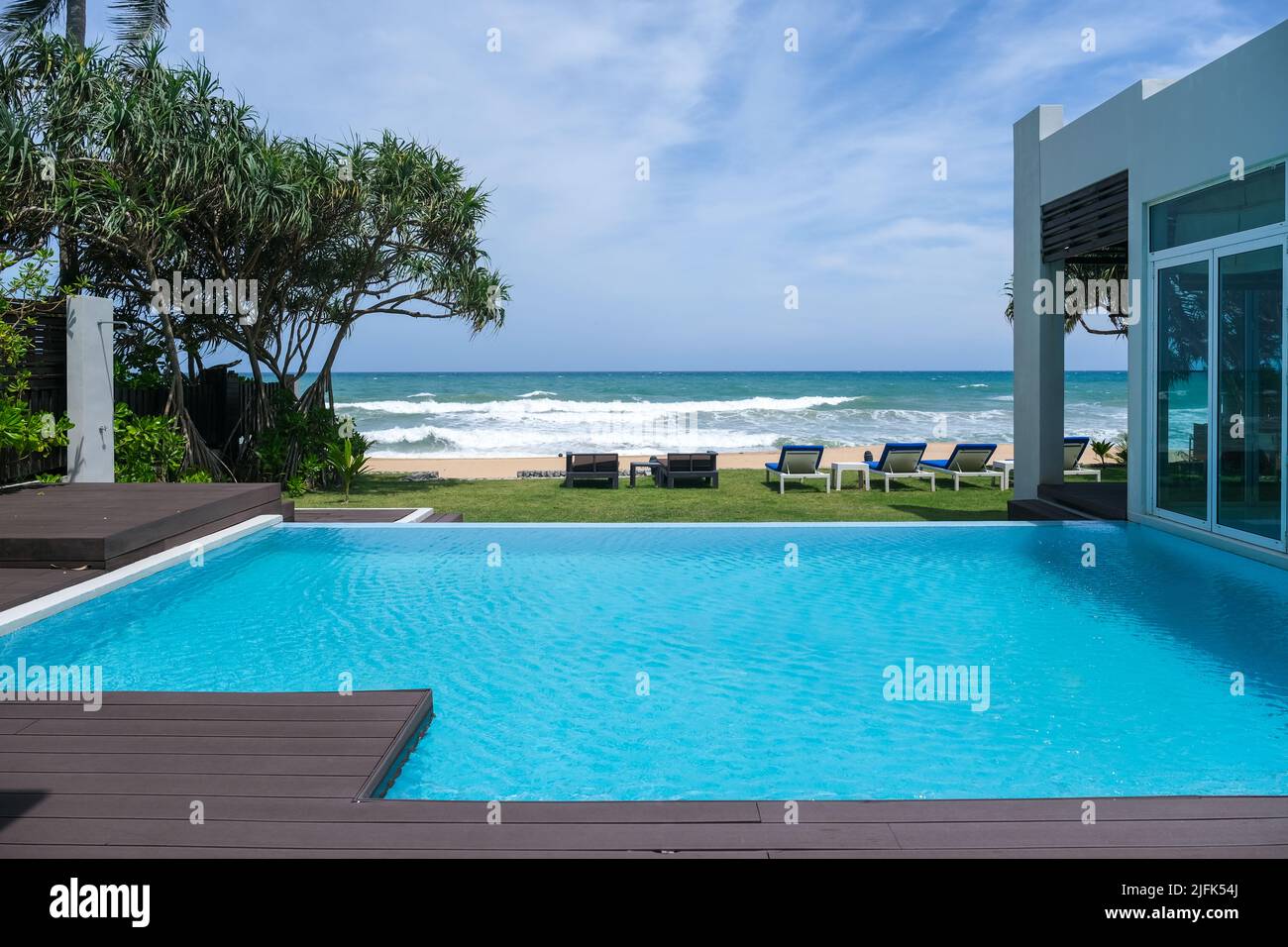 Modern house with a swimming pool, modern pool villa at the beach ...