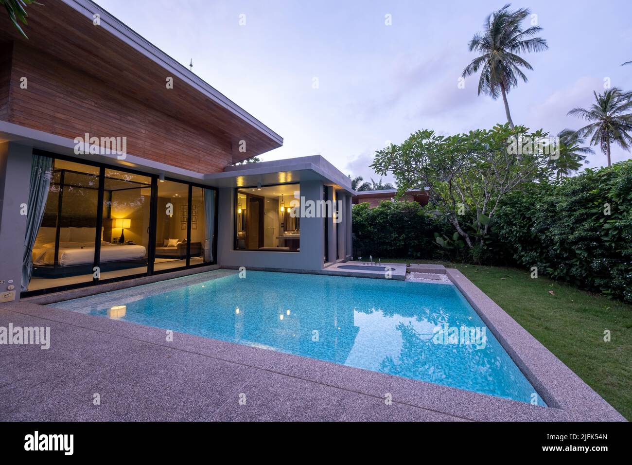 Modern house with a swimming pool, modern pool villa at the beach ...