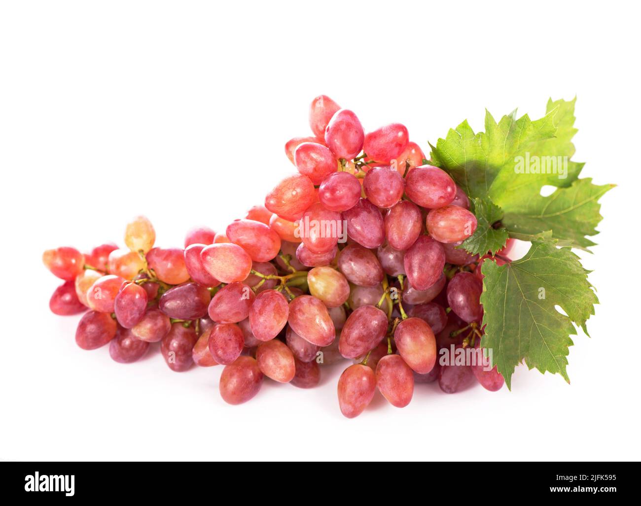 Ripe red grape with leaves isolated on white Stock Photo - Alamy