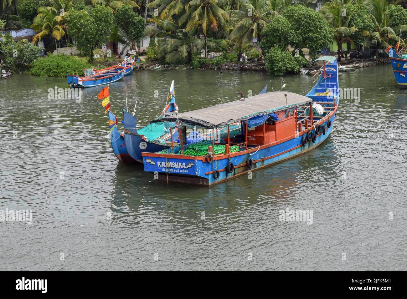 Fishing boats in the lake. A view rom the kerala.India. Real struggles ...