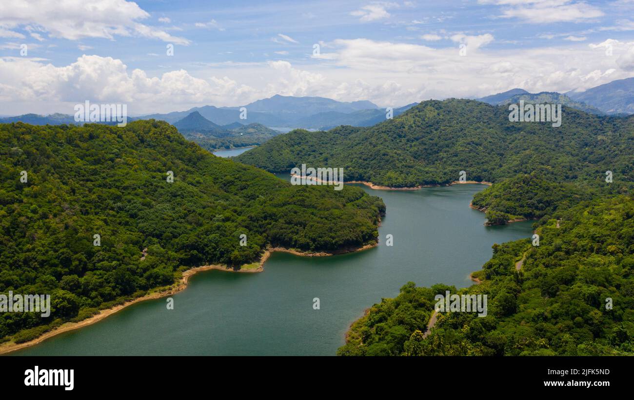 Tropical landscape: A mountain lake among beautiful mountains with ...
